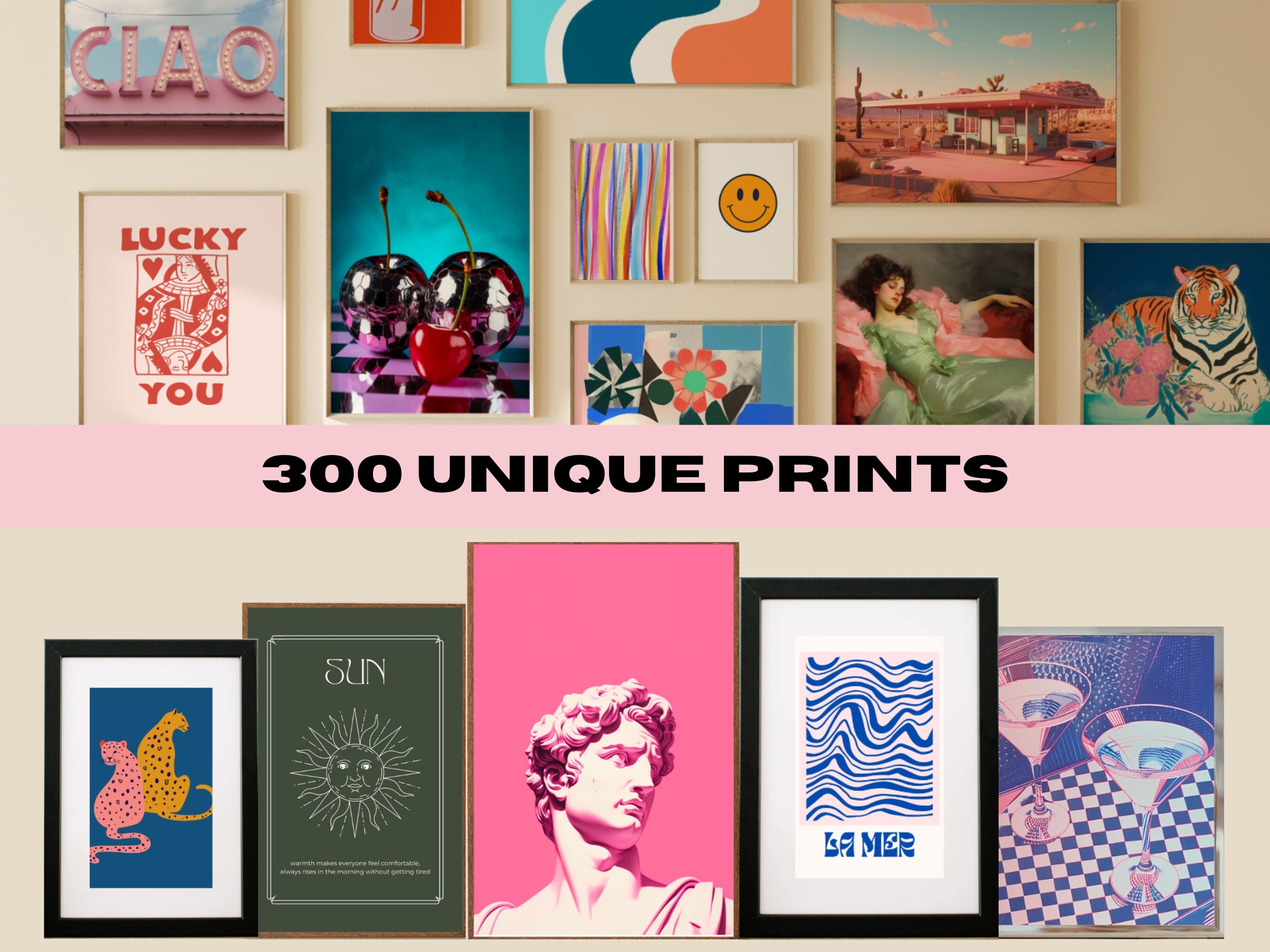 Big Bundle Wall Art Set, Eclectic and Maximalist Prints, Kitchen Decor ...