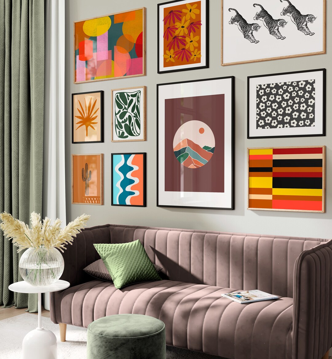 Gallery Wall Prints, Set of Prints, Maximalist Wall Art, Abstract ...