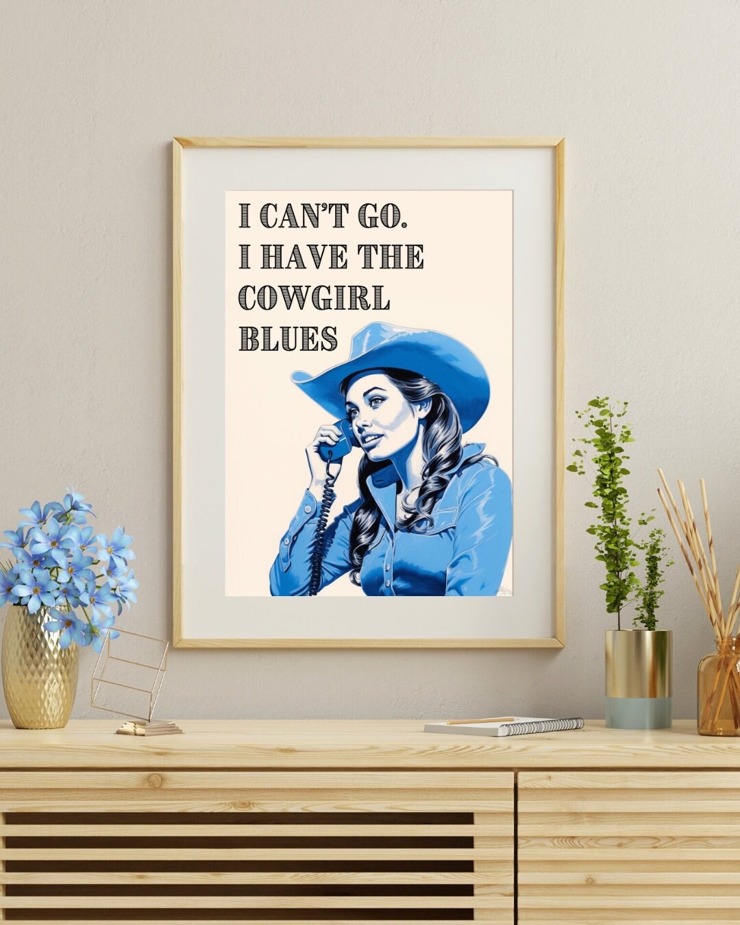 Cowgirl Western Art Print, Preppy Wild West Print, Southwestern Wall ...