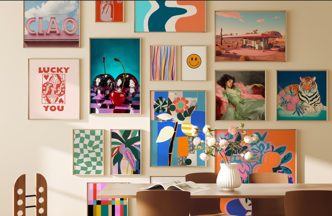 Big Bundle Wall Art Set, Eclectic and Maximalist Prints, Kitchen Decor ...