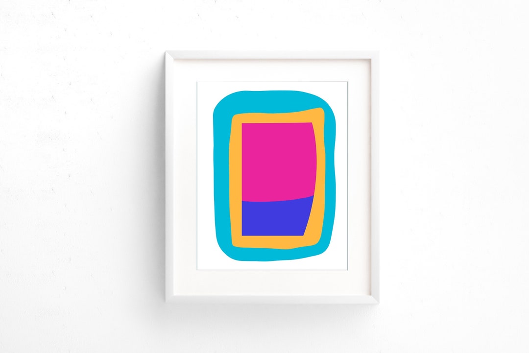 Bold Abstract Color Block Wall Art | Modern Geometric Digital Print ...