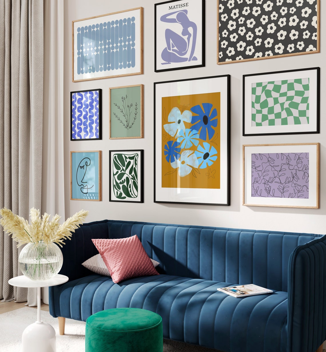 Trendy Posters Gallery Wall Modern Prints Sage Green Art - Etsy