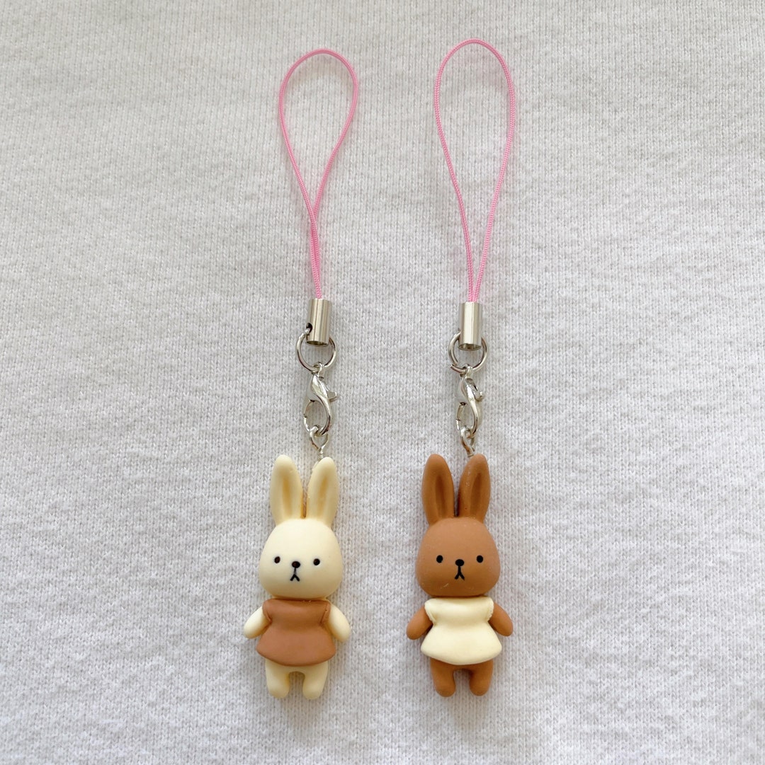 Cute Bunny Rabbit Charm Pastel Animal Keychain Phone Charm, Electronic ...