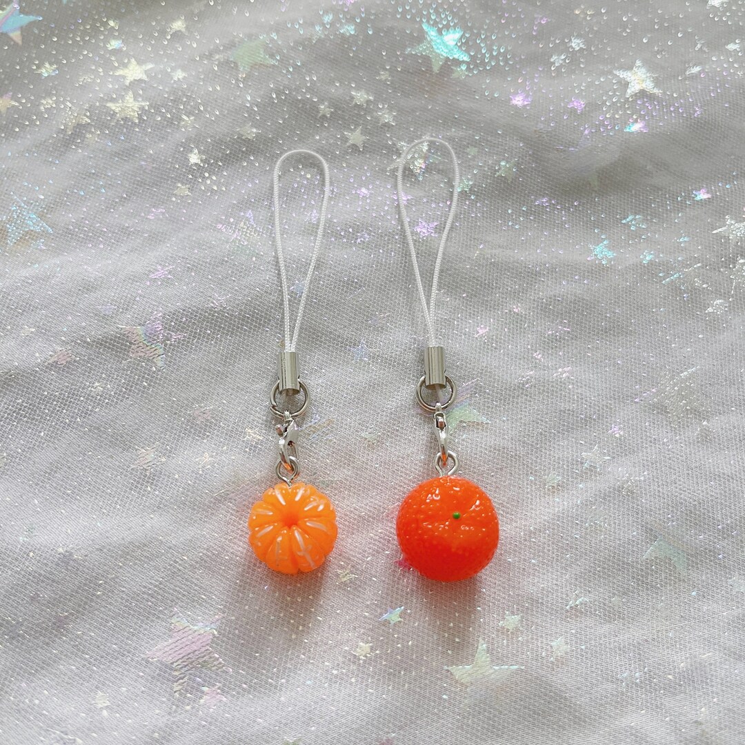 Cute Mini Orange Tangerine Clementine Pastel Phone Charm Keychain for ...