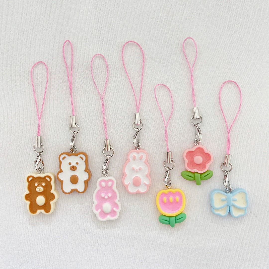 Cute Pastel Animal and Flower Charms Phone Charm Phone Strap Keychain ...
