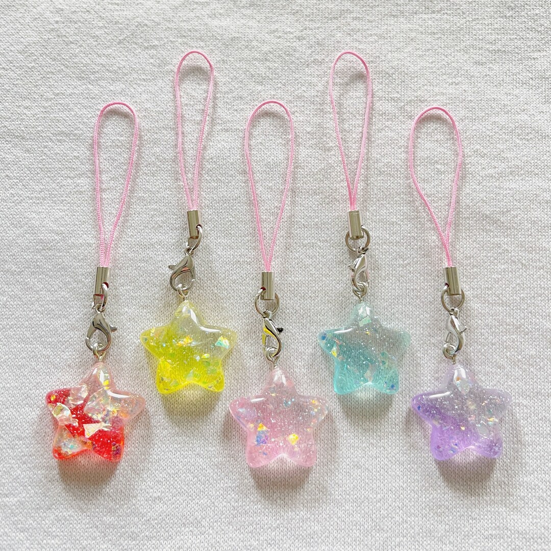 Cute Jelly Glittery Star Charm - Transparent Phone Charm -sparkly ...