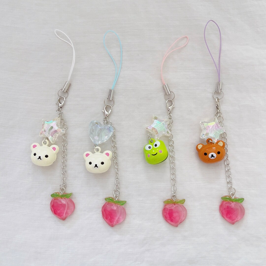 Cute Animal Character Phone Charm Jelly Peach and Star Charms Hanging ...
