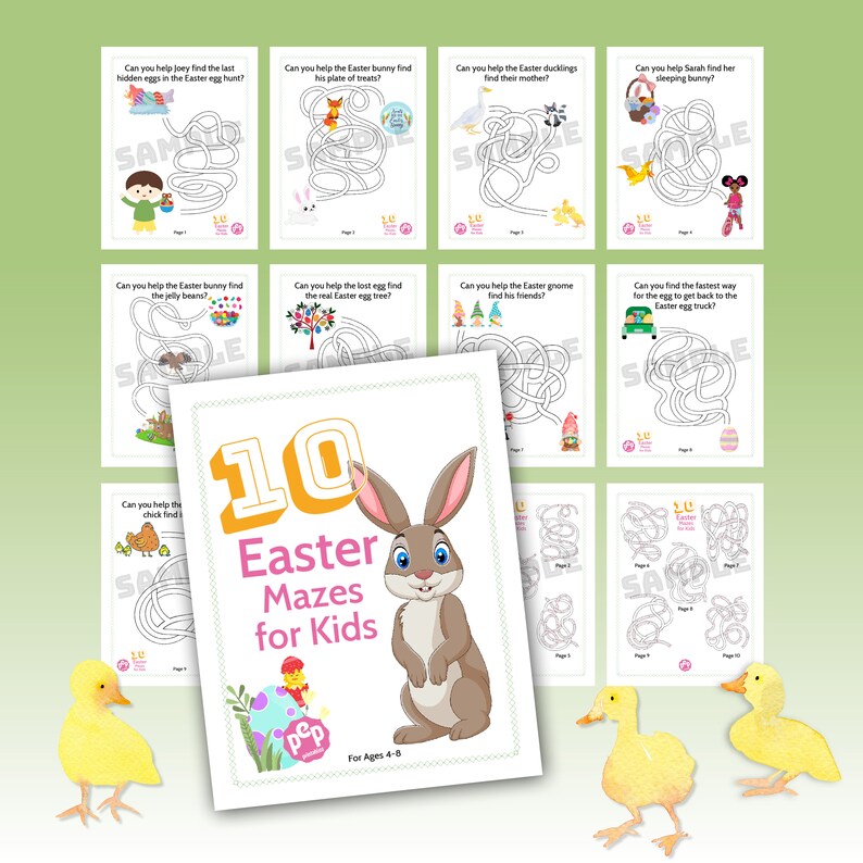 Printable Easter Mazes for Kids, 10 Hand Drawn Mazes, Ages 4 to 8 ...