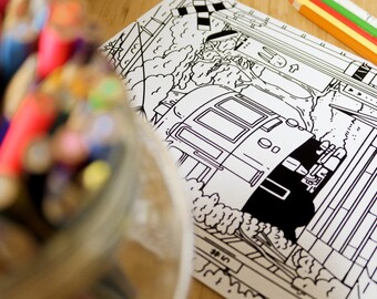 Train Station Coloring Book, 38 Coloring Pages, for Adults and Kids ...