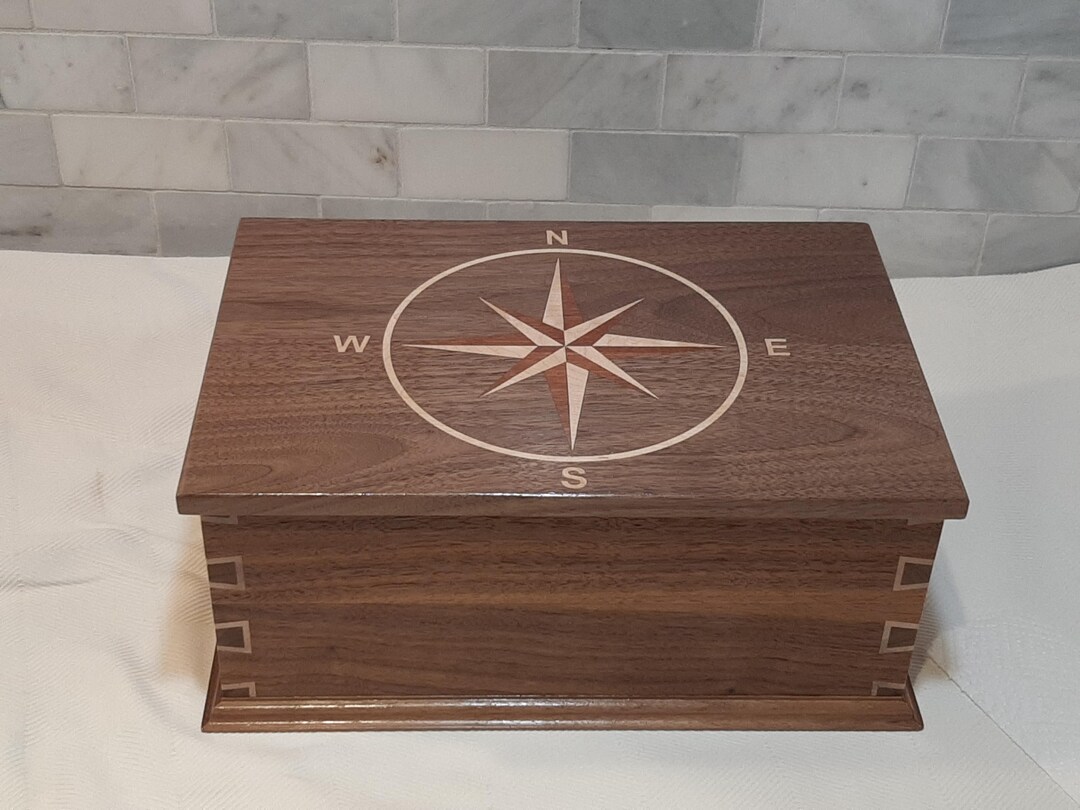 Compass Rose Inlay Walnut Box - Etsy