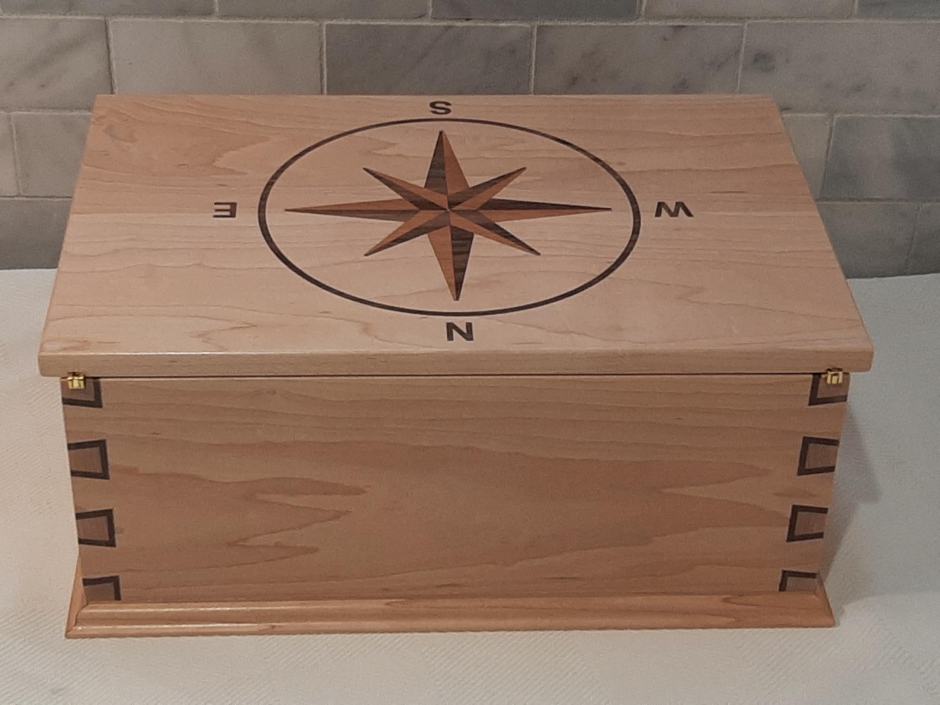 Inlay Box With Inlay Dovetails and Compass Rose Inlay Top. - Etsy