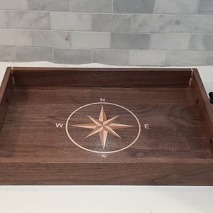 Compass Rose Inlay Serving Tray With Inlay Dovetails - Etsy