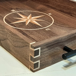 Compass Rose Inlay Serving Tray With Inlay Dovetails - Etsy