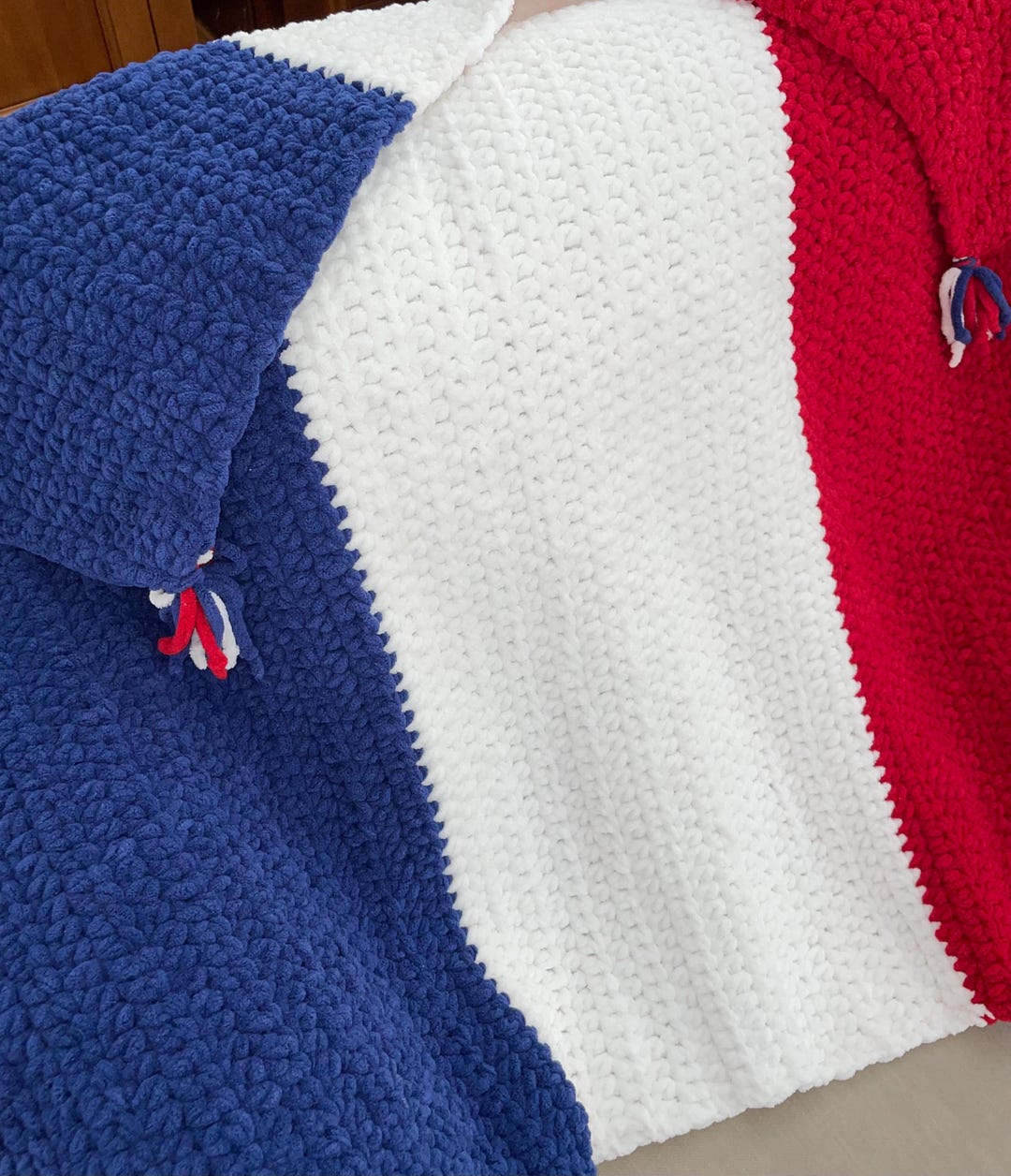 LARGE French Flag Chunky Soft and Cuddly Chenille Fleece Baby to ...