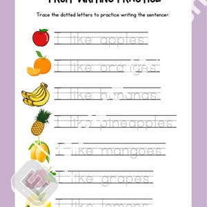 Writing Practice Worksheets / Grades 1-3 word, Powerpoint, PDF - Etsy