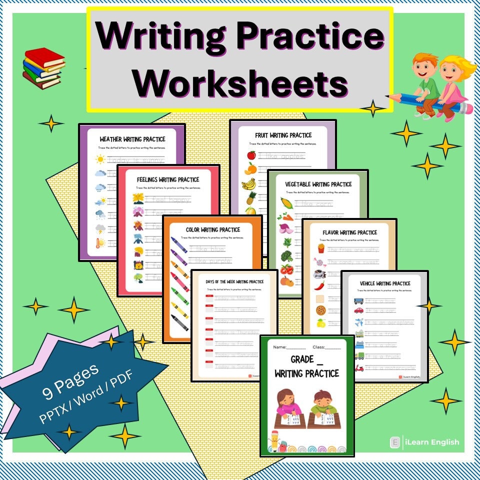 Writing Practice Worksheets / Grades 1-3 word, Powerpoint, PDF - Etsy