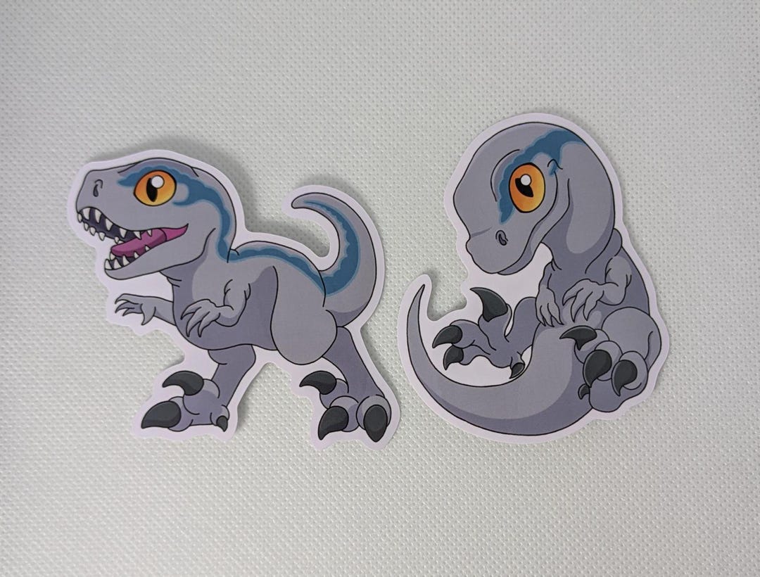Chibi Blue Velociraptor Stickers - Etsy