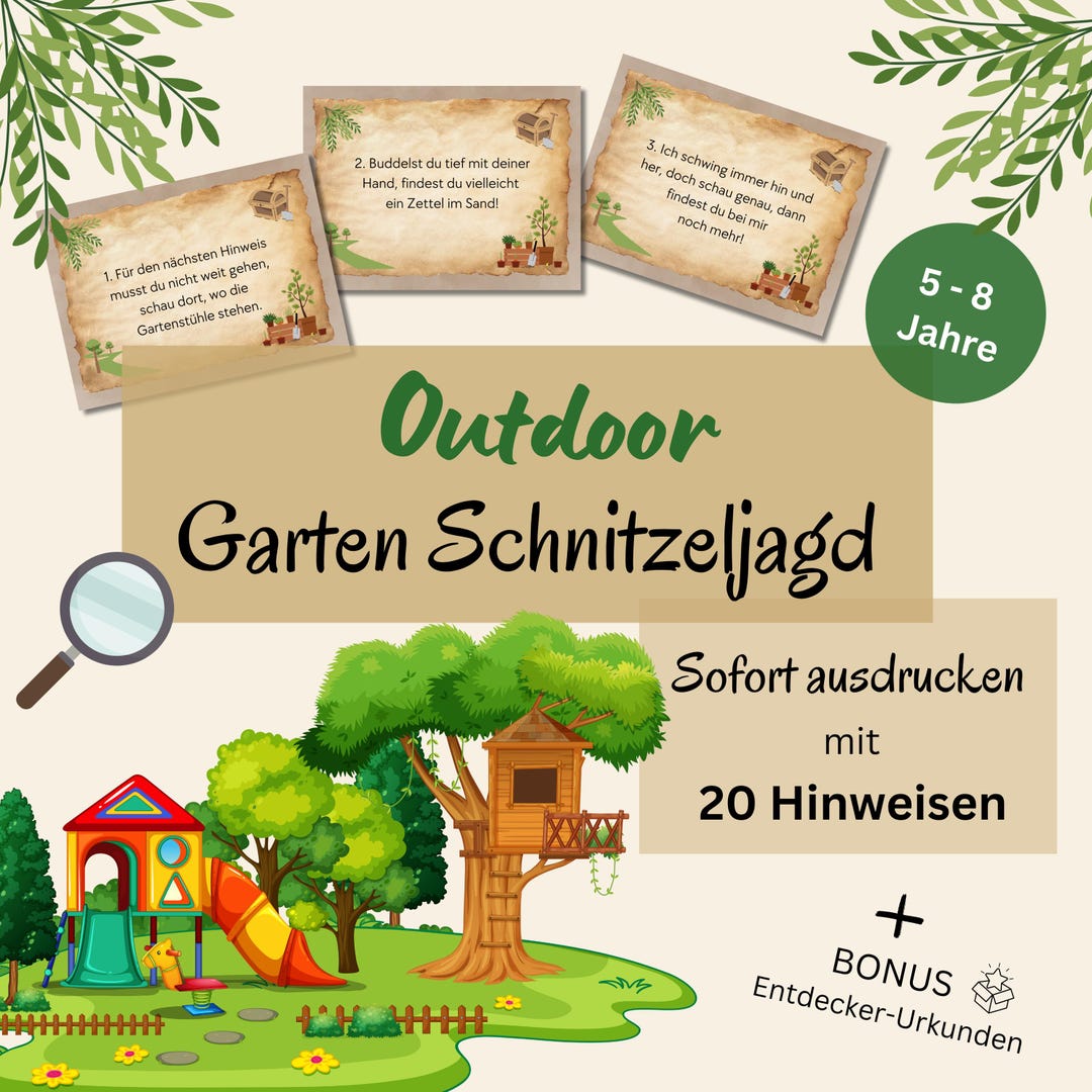 Outdoor Schnitzeljagd Kinder 5-8 Jahre, Schatzsuche Garten Schnitzeljagd Kindergeburtstag zum ...