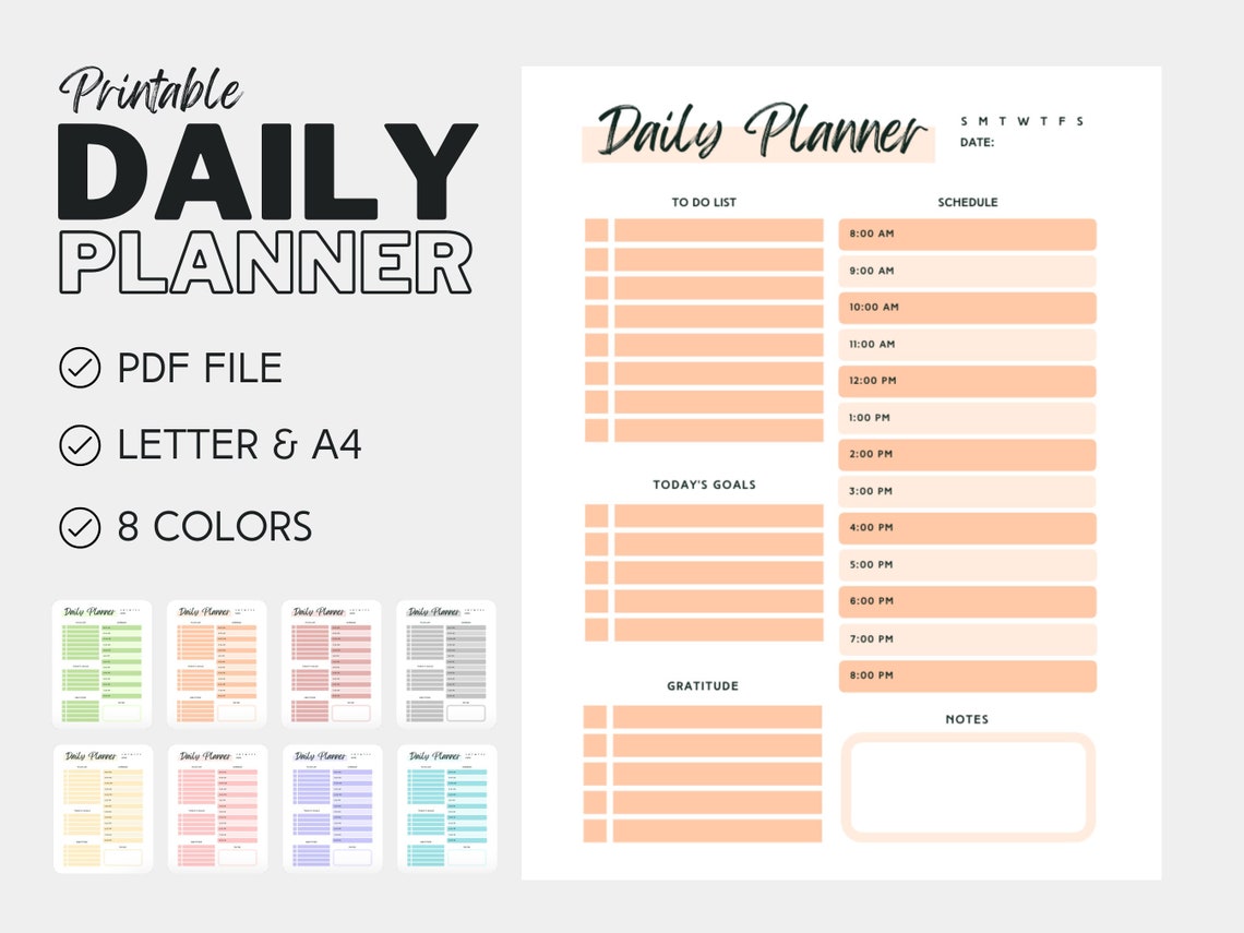 Daily Planner, Printable Planner, Productive Day, to Do List, Printable ...