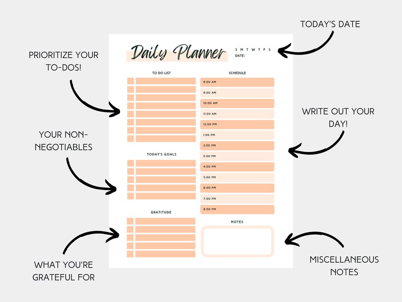Daily Planner, Printable Planner, Productive Day, to Do List, Printable ...
