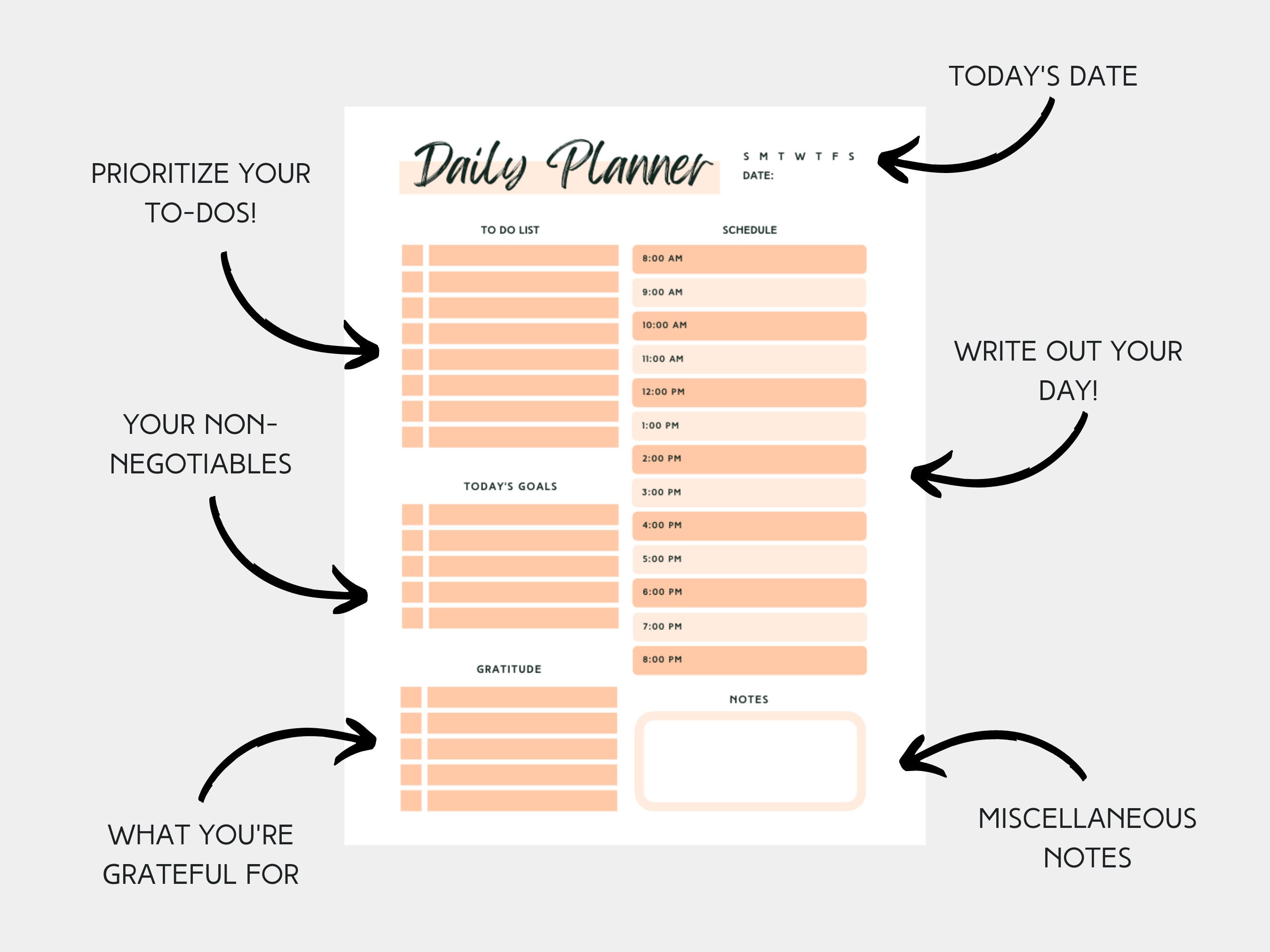 Daily Planner, Printable Planner, Productive Day, to Do List, Printable ...