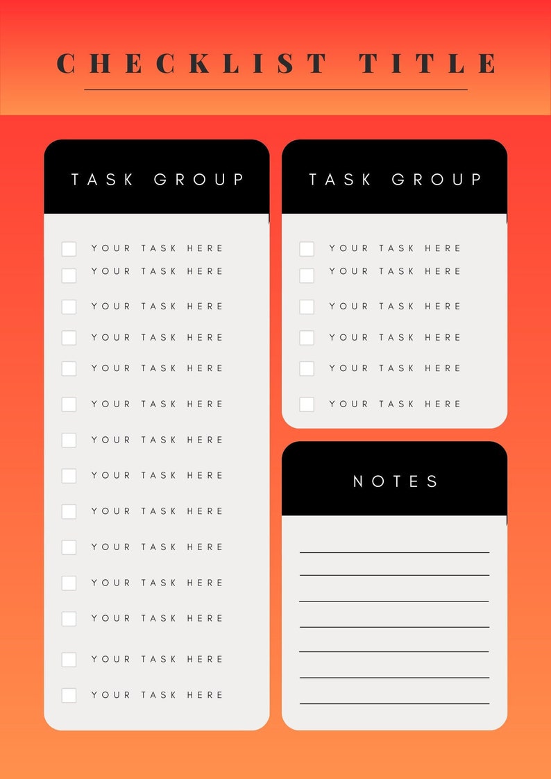 Checklist Template, Editable Checklist, Canva Checklist, Checklist Page ...