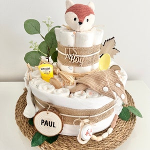 Windeltorte Fuchs ,Windeltorte boho neutral,Windeltorte Junge ...