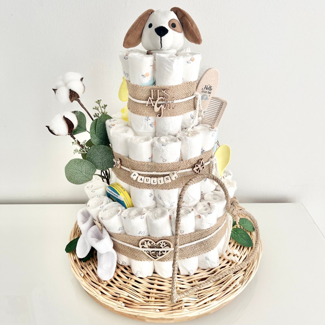 Diaper Cake Large, Diaper Cake boho Neutral, Diaper Cake Girl, Diaper ...