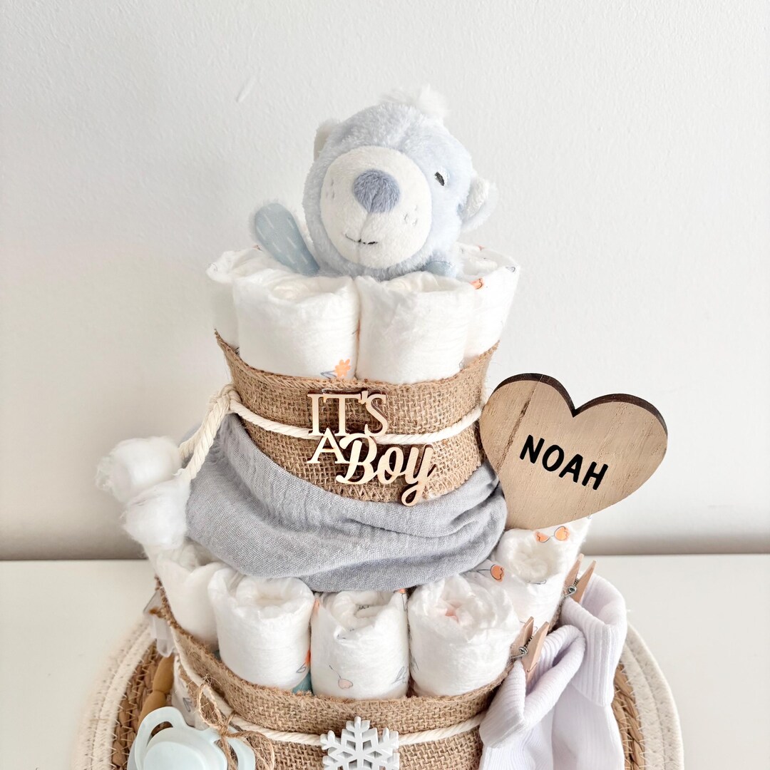 Diaper Cake Polar Bear, Diaper Cake Boho Neutral, Diaper Cake Boy ...