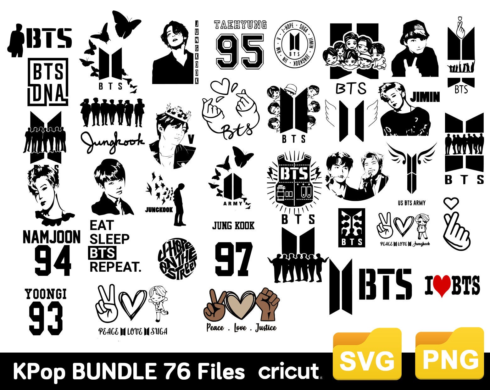 KPop Svg BTS svg bundle kpop svg for cricut Army SVG - Etsy España