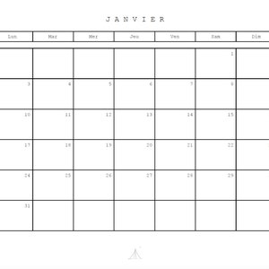2022 Printable Minimal Digital Calendar (french) - Etsy