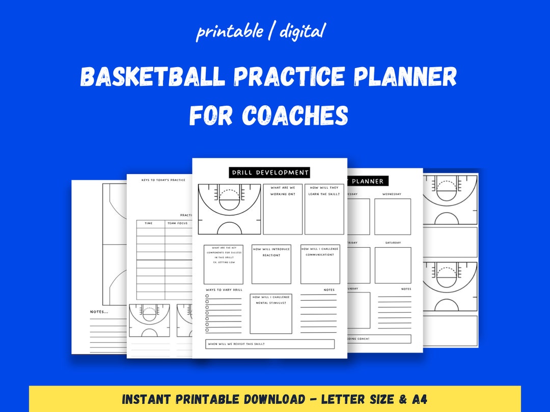 Basketball Playbook Printable for Coaches: Team Basketball Practice ...