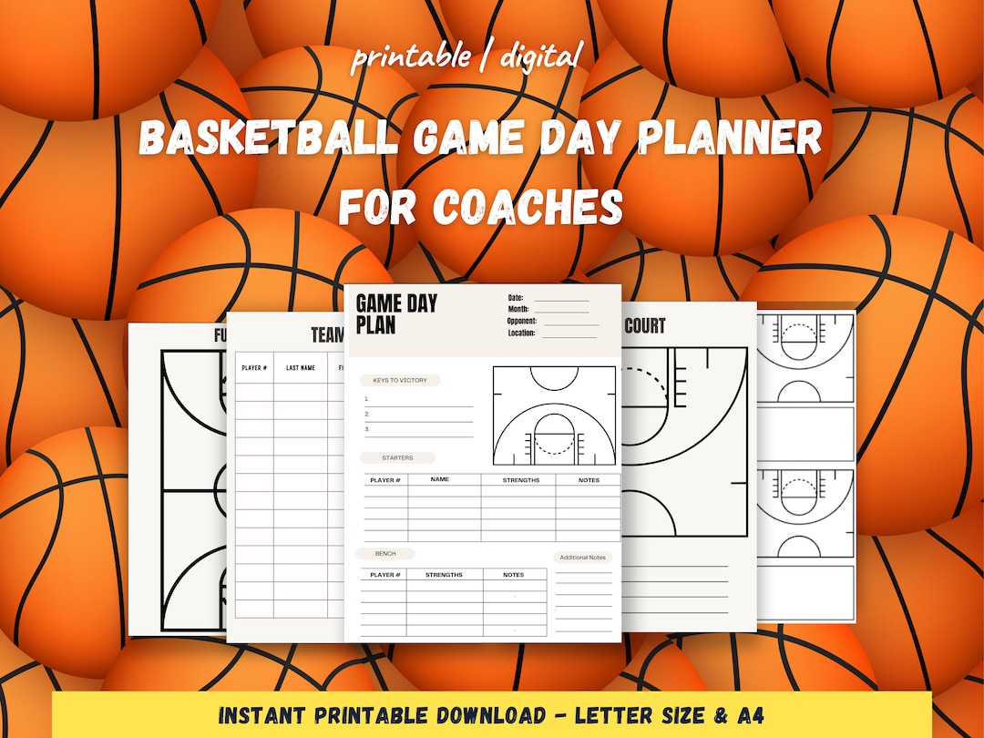 Basketball Game Day Planner, Basketball Coach Planner, Basketball ...