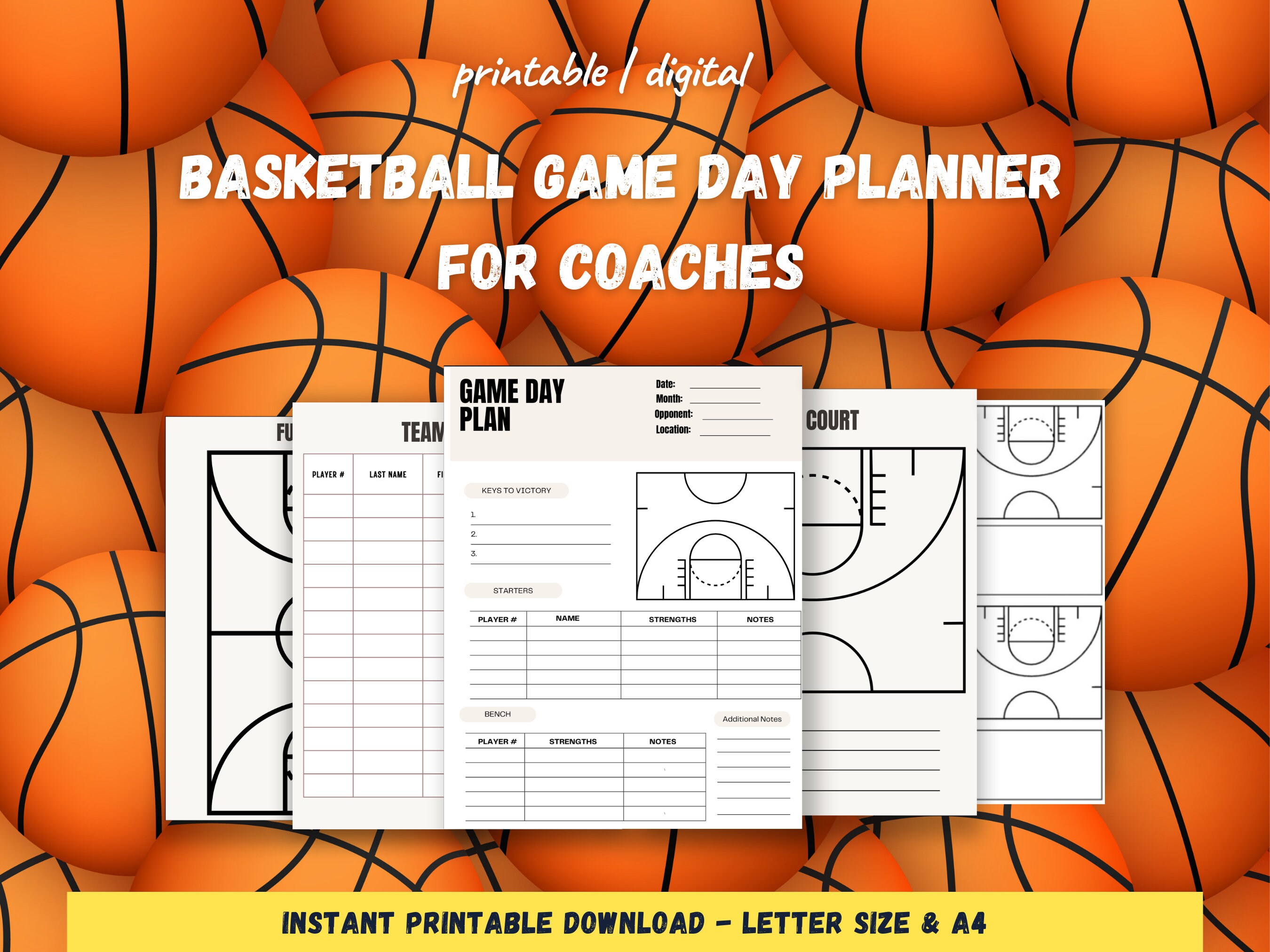 Basketball Game Day Planner, Basketball Coach Planner, Basketball ...