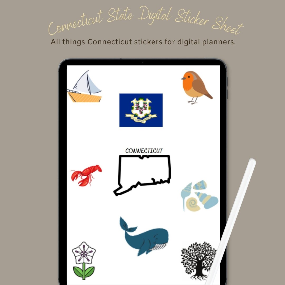 Connecticut Stickers Digital Stickers iPad Pro Goodnotes or PNG State ...