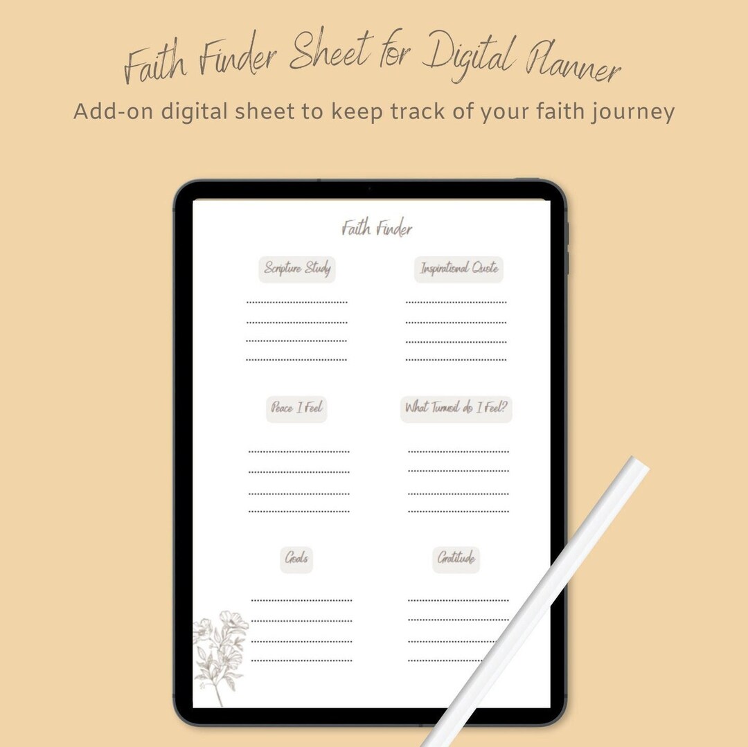 Faith Journal Digital Sheet, Faith Tracker Planner Add-on - Etsy