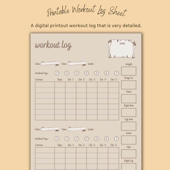 Printable Workout Sheet Workout Trainer Exercise Tracker - Etsy