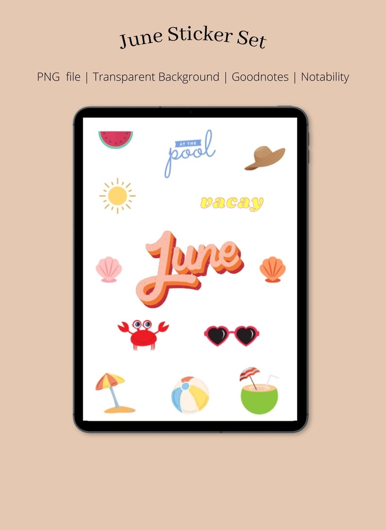 June Sticker Set Monthly Digital Stickers Calendar Stickers PNG ...