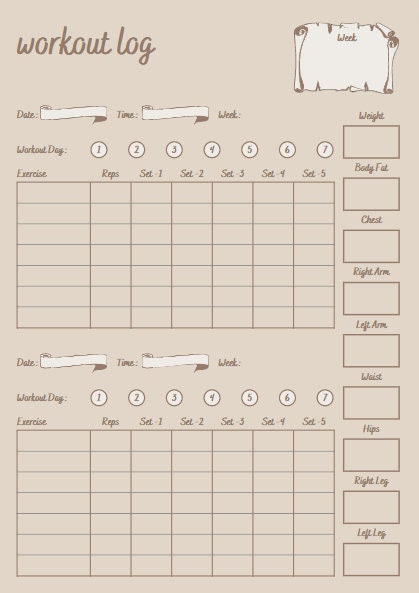 Printable Workout Sheet, Workout Trainer Sheet, Exercise Tracker ...