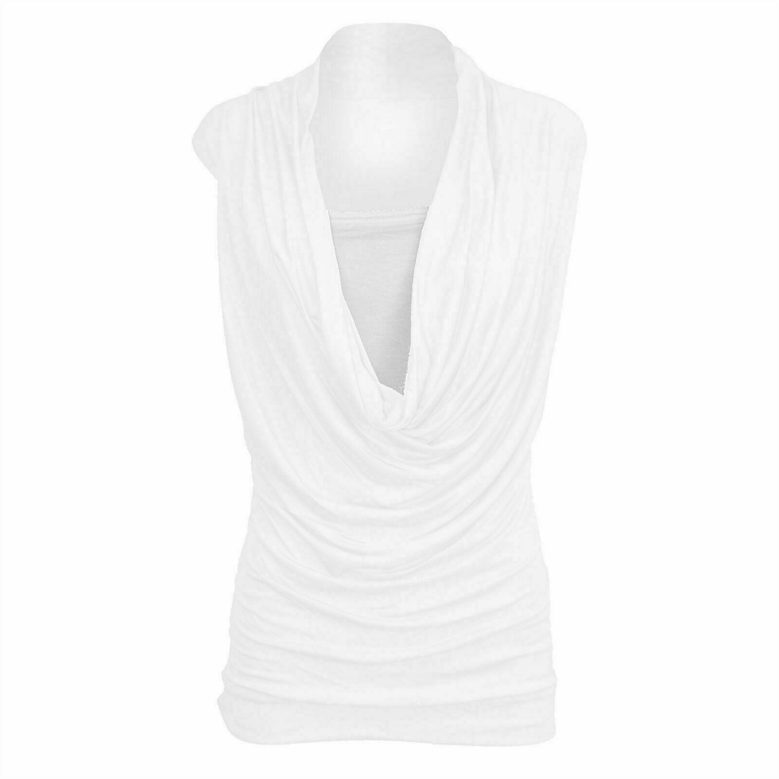 Womens Ruched Cowl Neck Insert Tops Ladies Stretch 2 in 1 Vest | Etsy UK