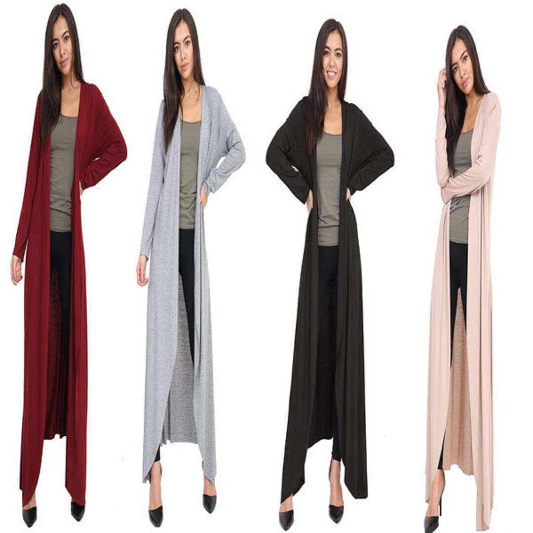 Womens Long Sleeve Open Front Floaty Maxi Cardigan Ladies - Etsy