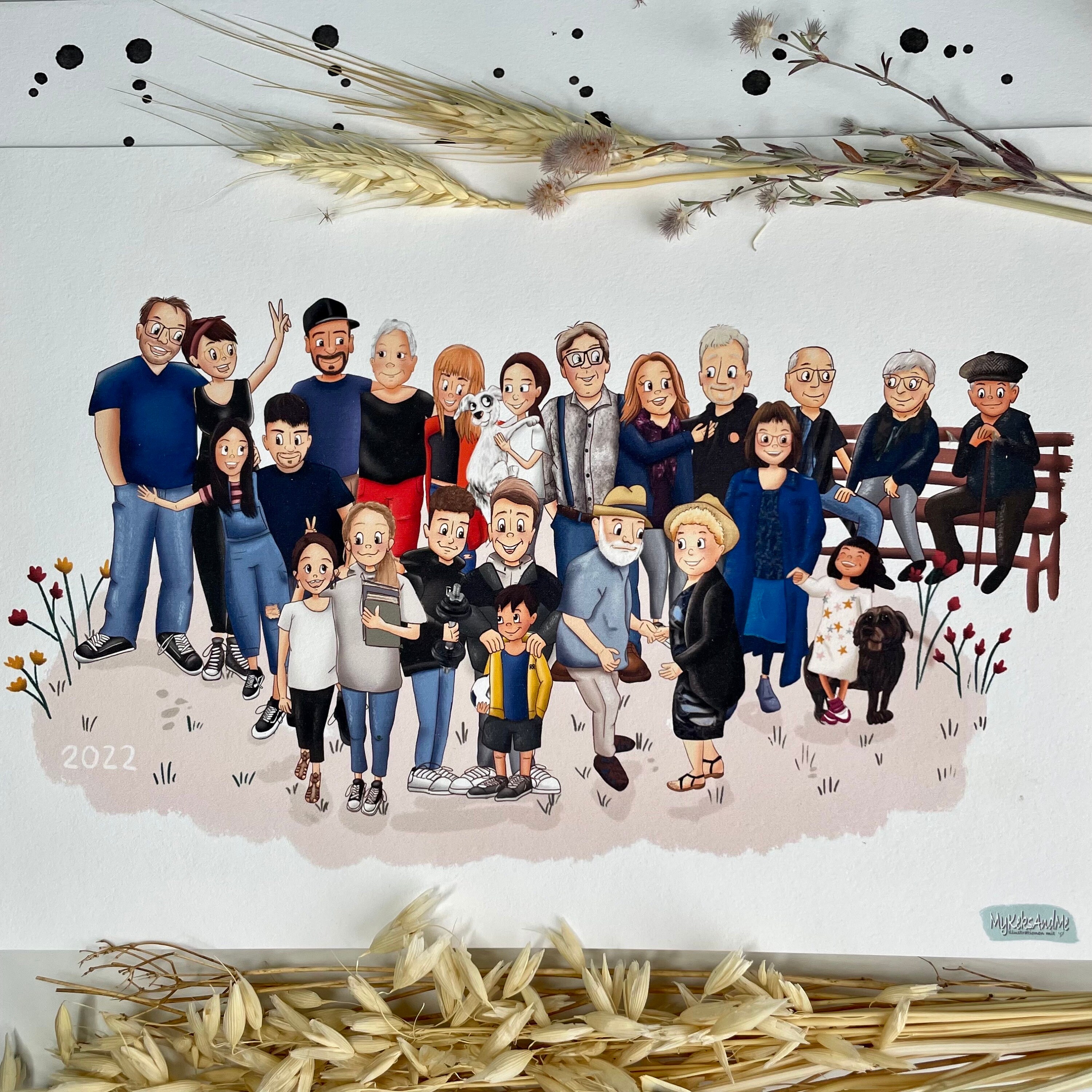 Custom Family Portrait hand Drawn / Personalized Portrait / Family ...