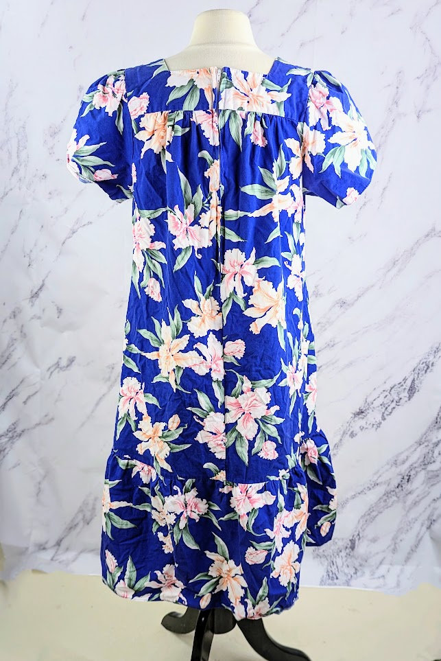 80s Hawaii Mumu Blue Tropical Floral Royal Creations Size - Etsy
