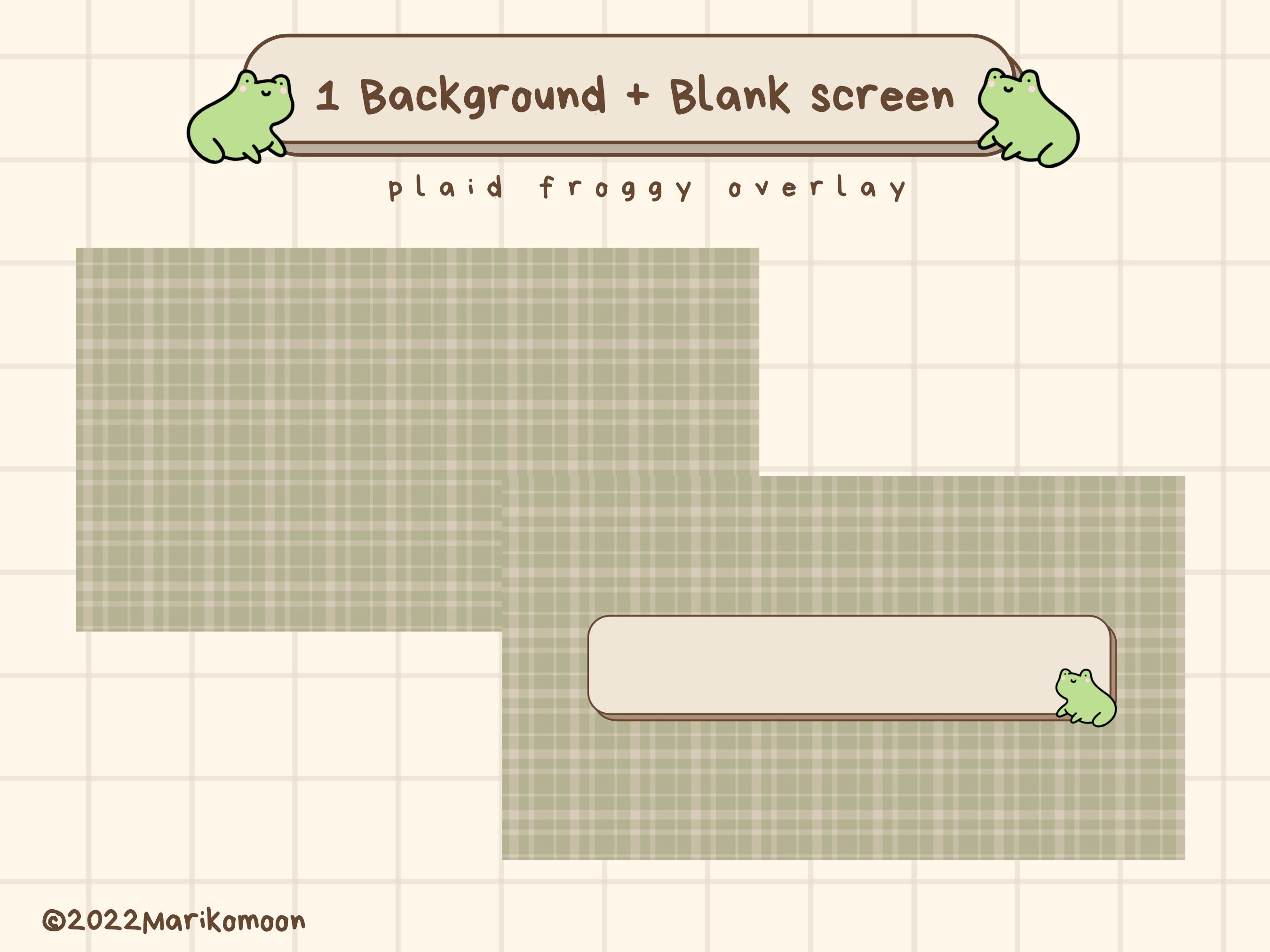 Twitch Overlay Plaid Froggy Package Cute Frog Aesthetic Neutral by ...