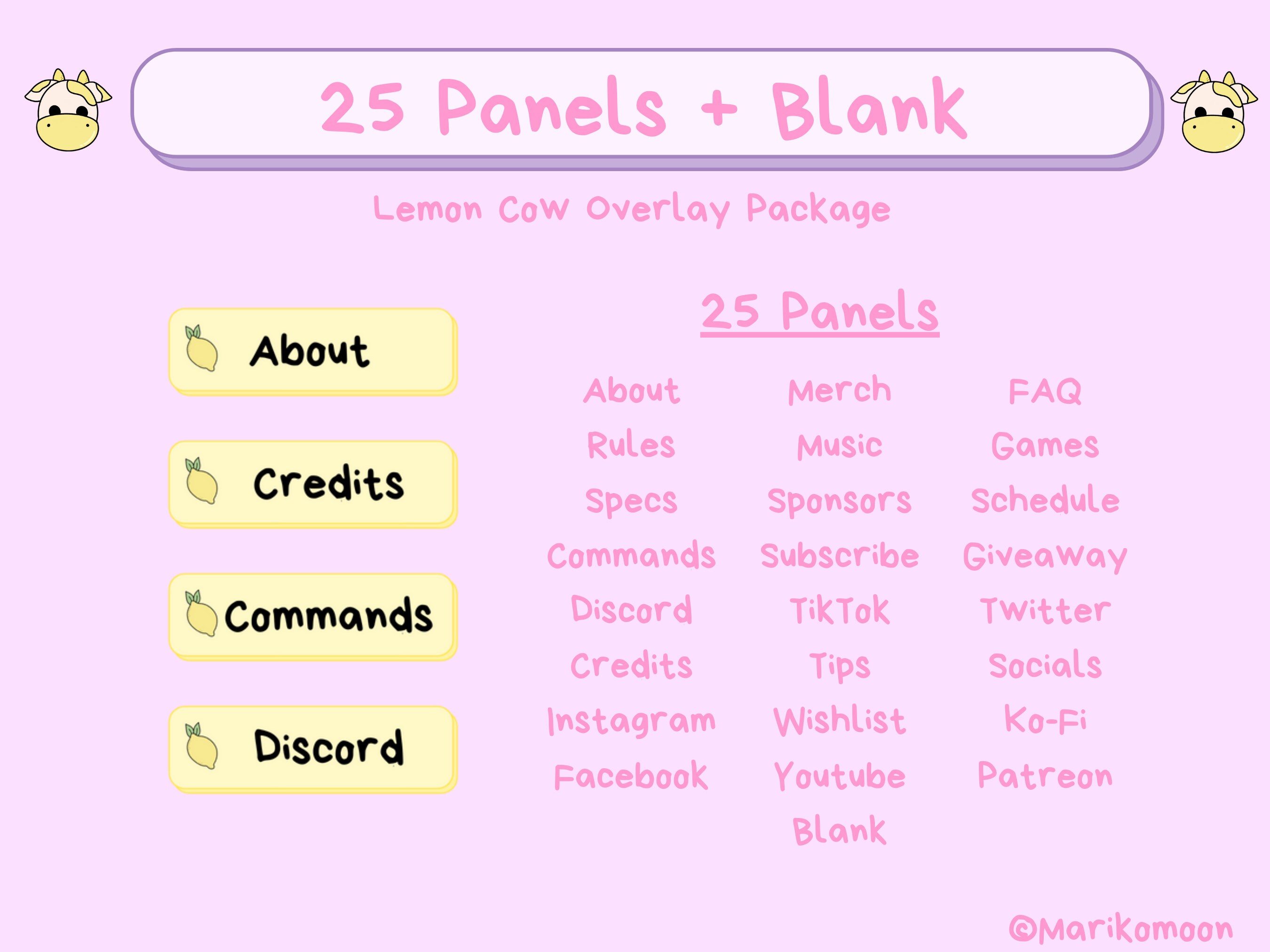 Twitch Overlay Lemon Cow Package Kawaii Cute Aesthetic by Marikomoon - Etsy