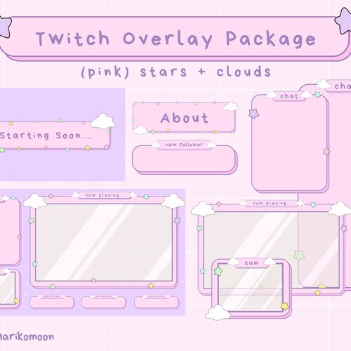 Aesthetic Customizable Twitch Overlay Set Cute Pink Streamer - Etsy