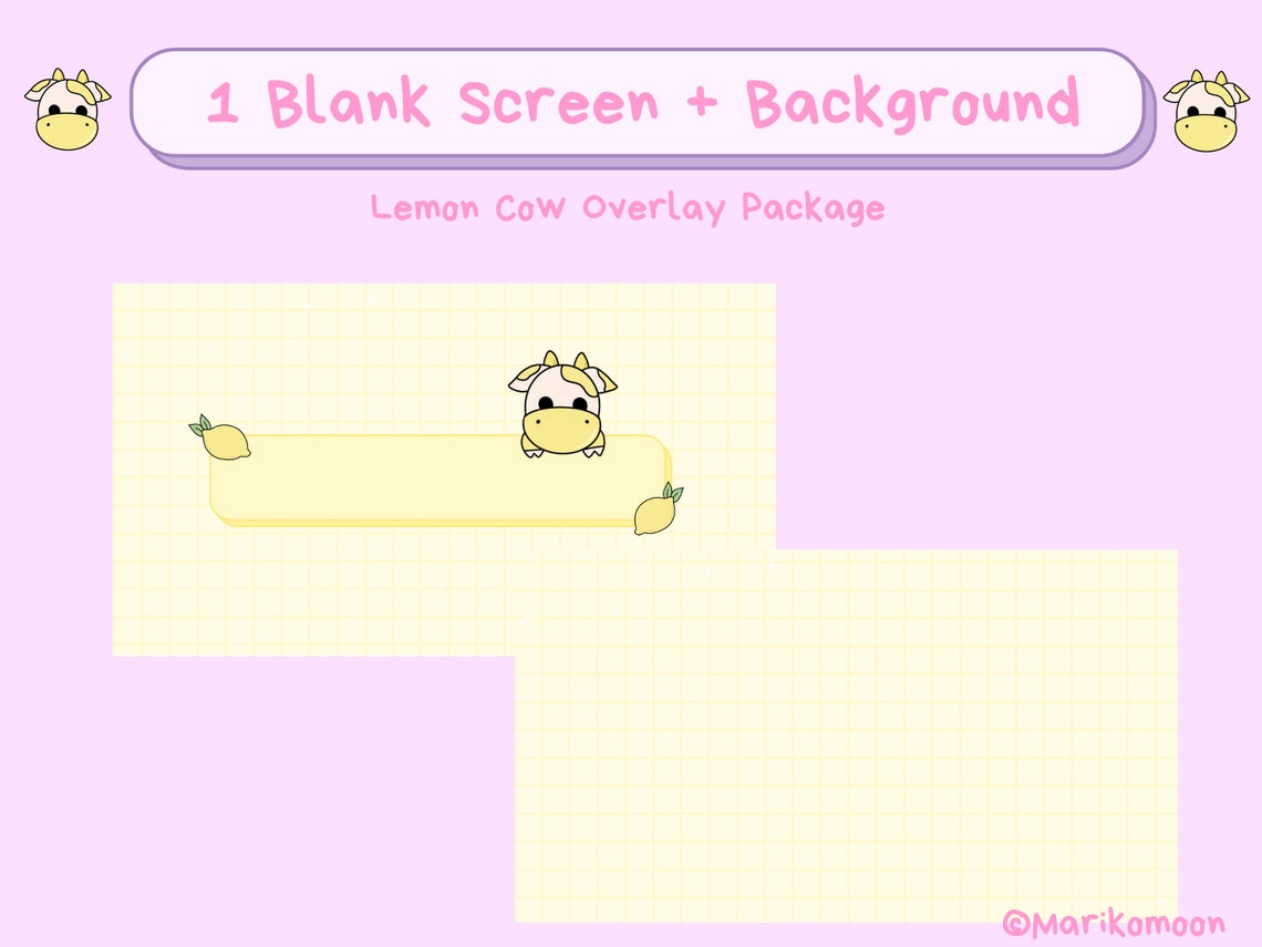 Twitch Overlay Lemon Cow Package Kawaii Cute Aesthetic by Marikomoon - Etsy