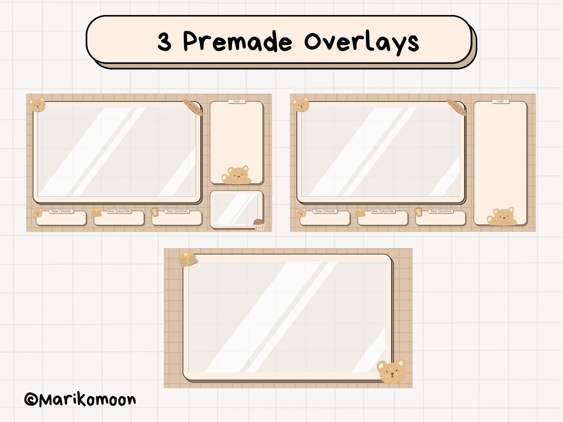 Twitch Overlay Package Bear Bakery Kawaii Bear Teddy - Etsy