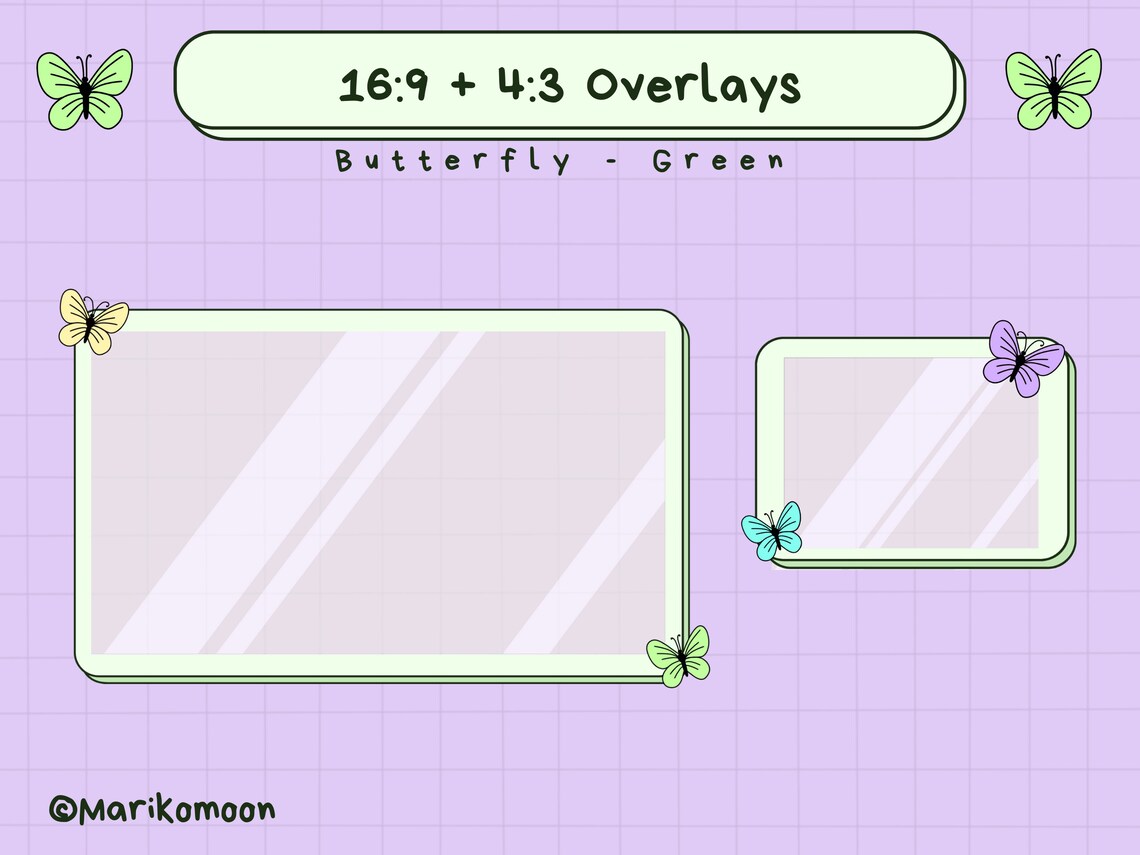 Twitch Overlay Package Butterfly Aesthetic Pastel Green Cute Lime - Etsy