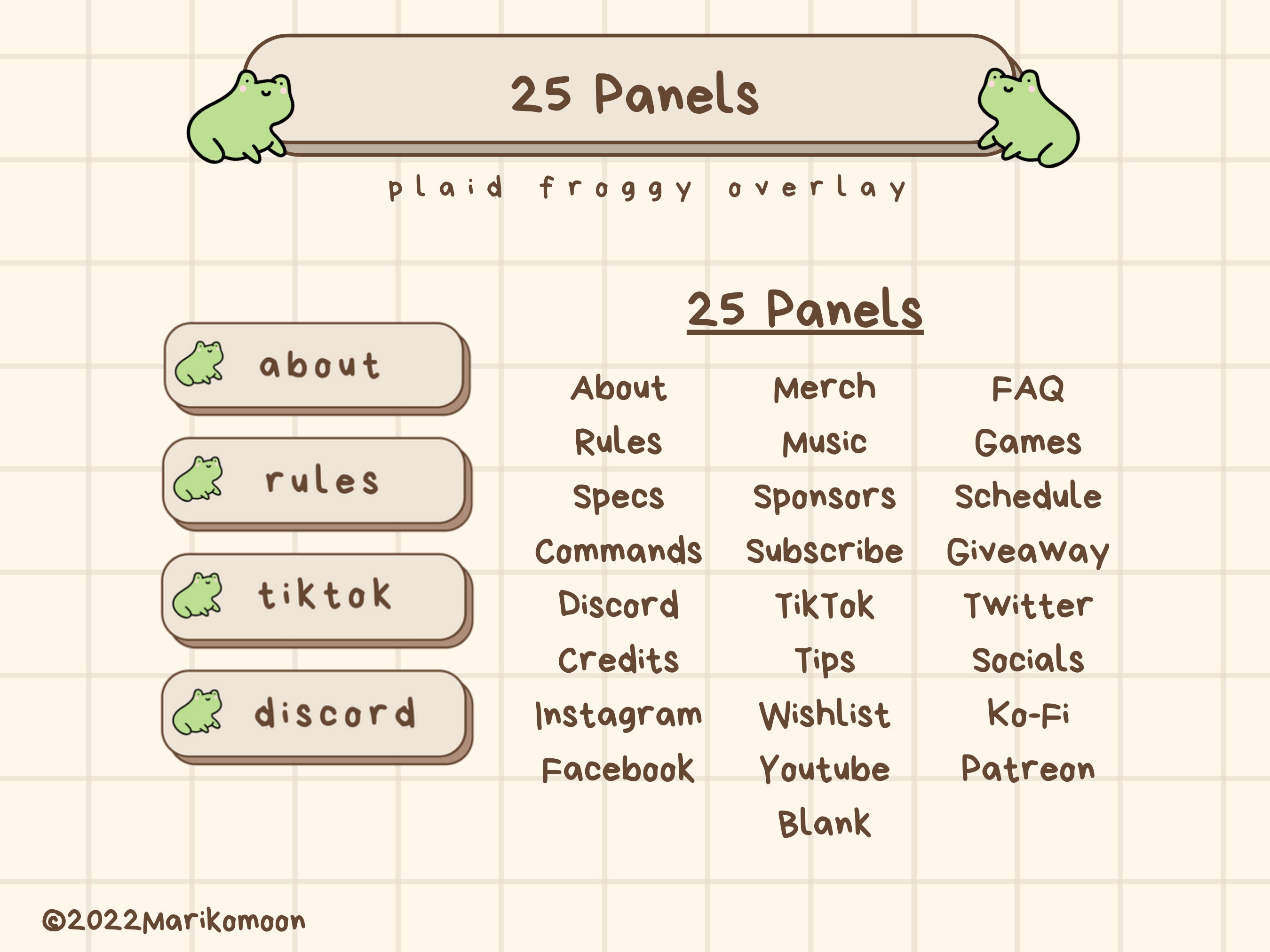 Twitch Overlay Plaid Froggy Package Cute Frog Aesthetic Neutral by ...